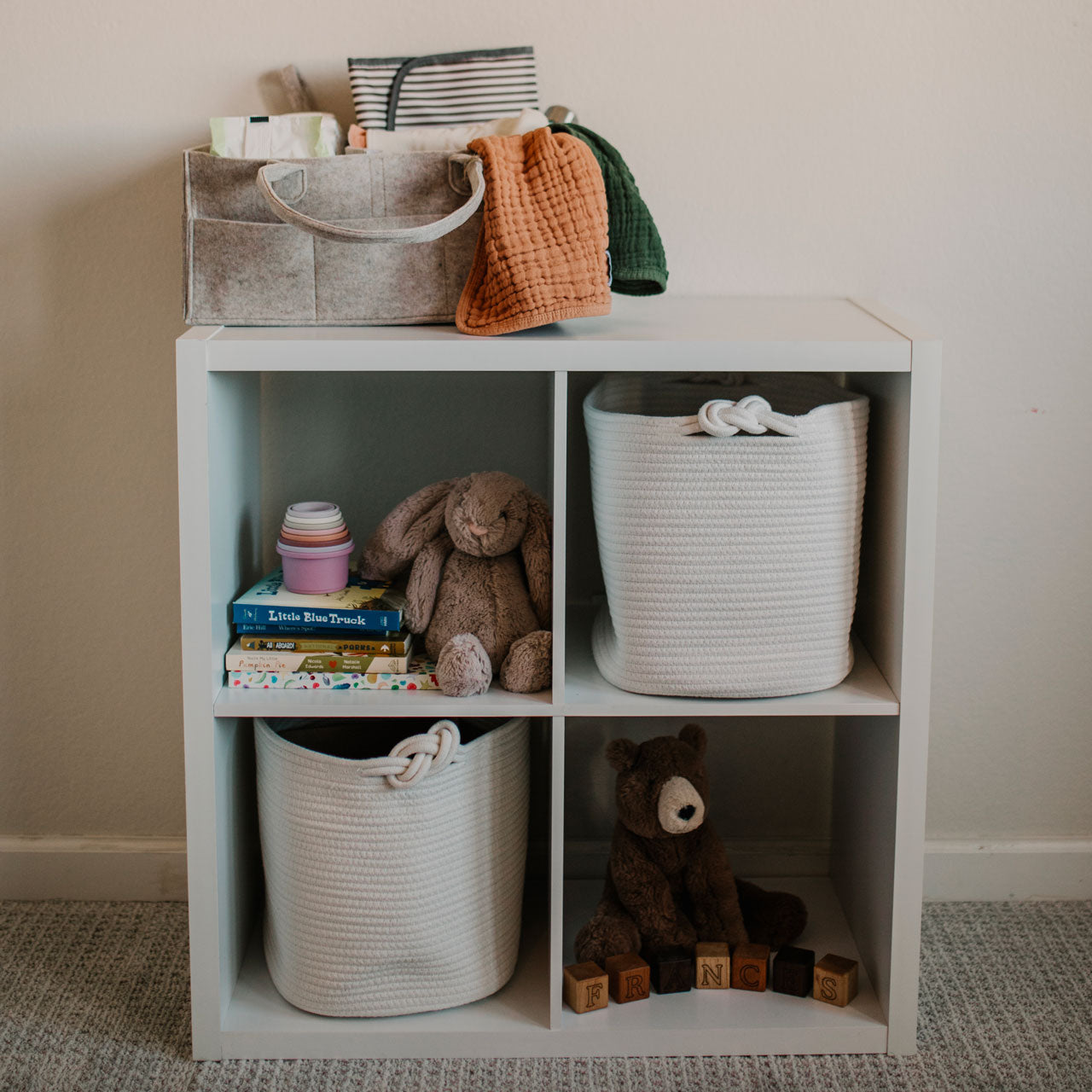 Cube Storage Basket Neutral Rope Storage Basket Parker Baby Co
